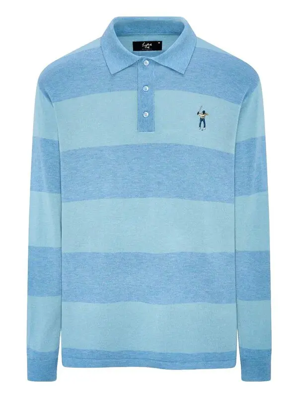 EASTSIDE GOLF Stripe Polo Sweater - Provence Blue/polaris Blue