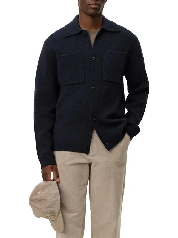 LES DEUX Fischer Wool Milano Knit Overshirt - Dark Navy