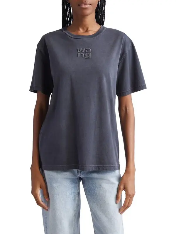 Alexander Wang Hotfix Logo Washed T-shirt - Washed Black