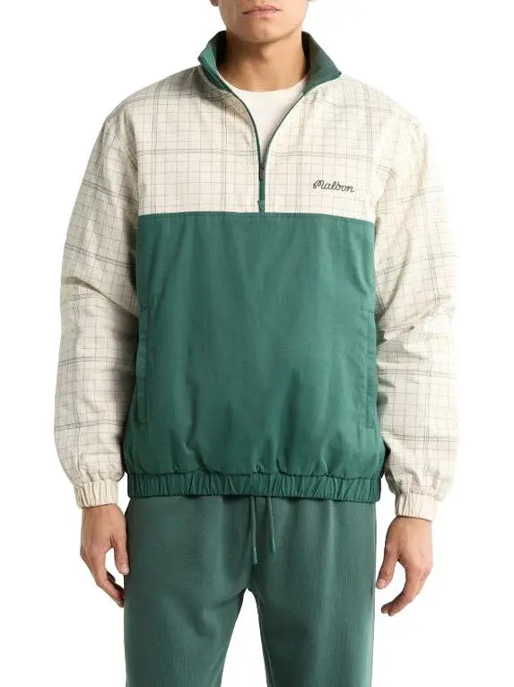 MALBON Spruce Half Zip Golf Pullover - Hunter Green/ivory