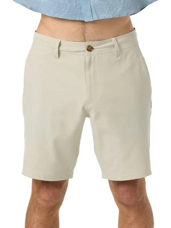 O'Neill Reserve Light Check 19-inch Water-resistant Hybrid Shorts - Light Khaki