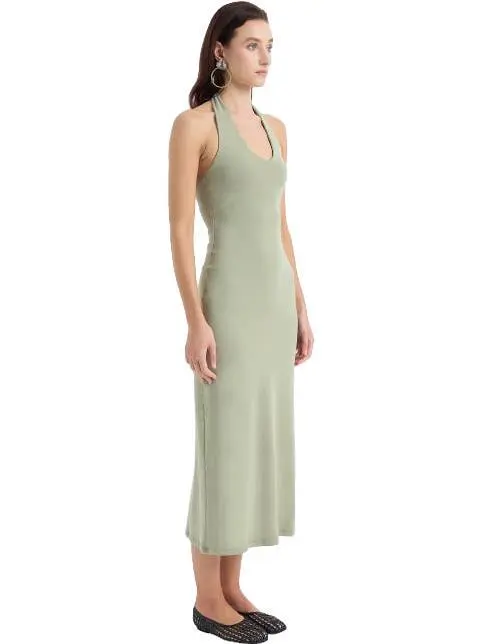 MONLICIA Orion Halter Cotton Midi Dress - Dusty Olive