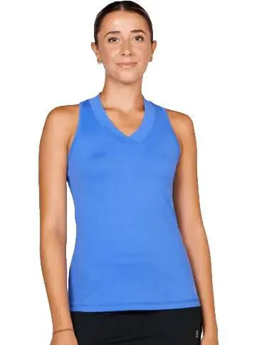 SOFIBELLA Racerback Tennis Tank Top - Valley Blue