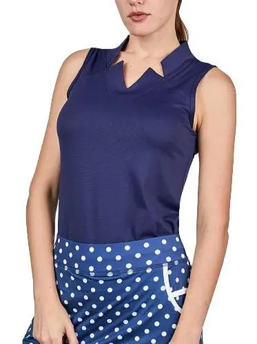 SOFIBELLA Sleeveless Golf Shirt - Navy