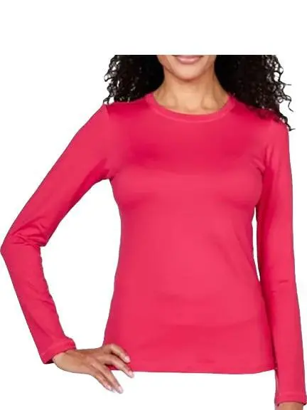 SOFIBELLA Long Sleeve Tennis Shirt - Berry Red