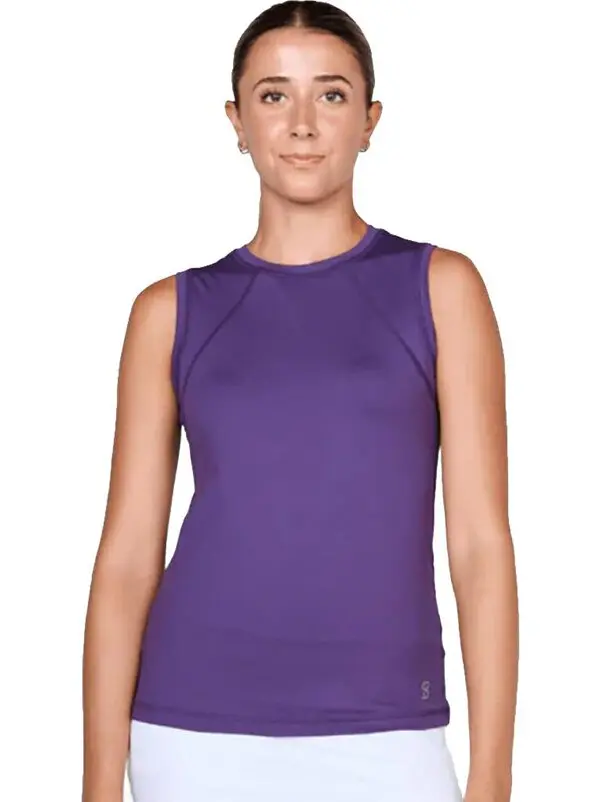 SOFIBELLA Sleeveless Tennis Shirt - Plum