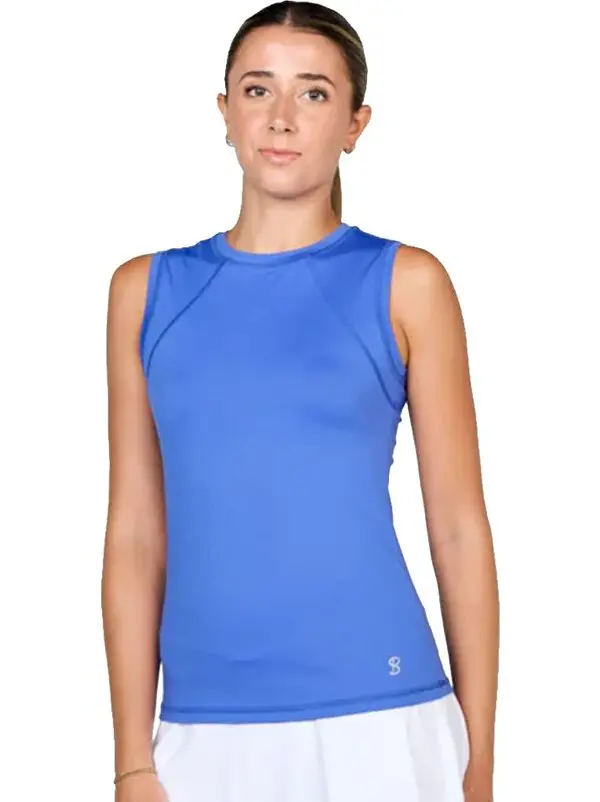 SOFIBELLA Sleeveless Tennis Shirt - Valley Blue