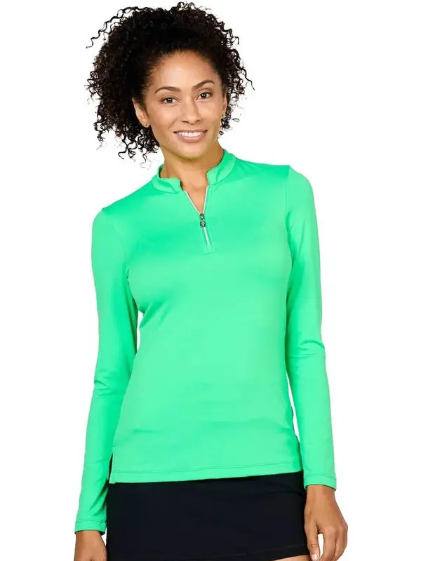 SOFIBELLA Quarter Zip Long Sleeve Golf Shirt - Sprout