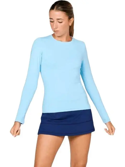 SOFIBELLA Long Sleeve Tennis Shirt - Cloud