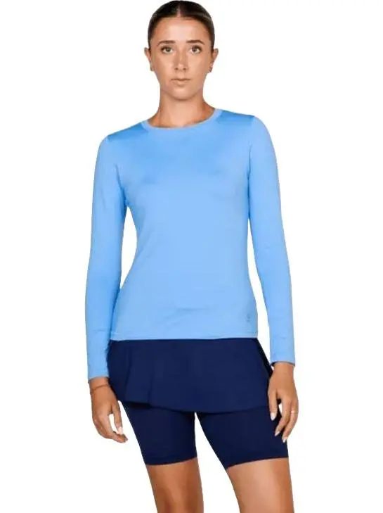 SOFIBELLA Long Sleeve Tennis Shirt - Periwinkle