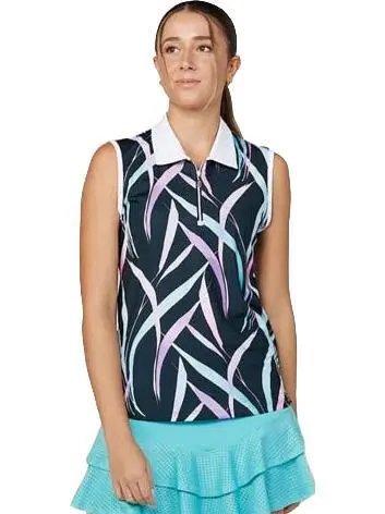 SOFIBELLA Sleeveless Golf Polo - Isla Bonita