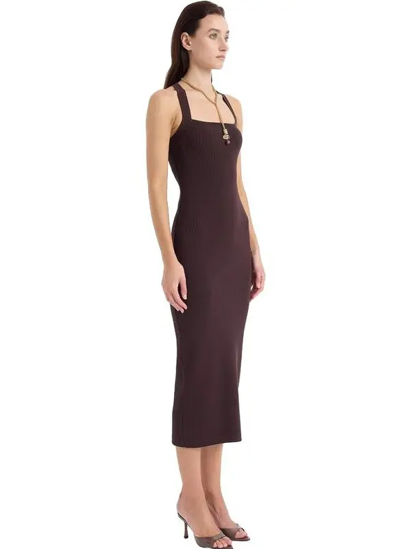 MONLICIA Azura Knit Crisscross Back Midi Dress - Brown