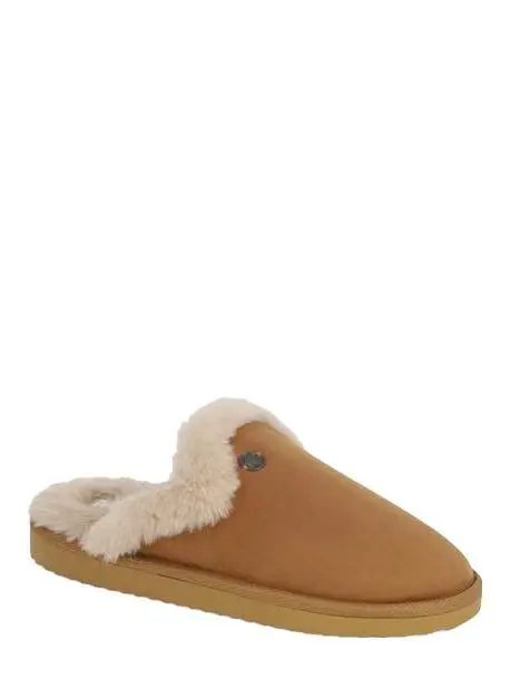 Mia Faux-fur Lined Mule - Tan