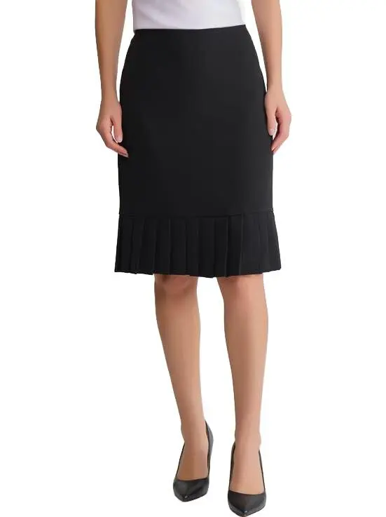 KASPER Pleated Hem Pencil Skirt - Black