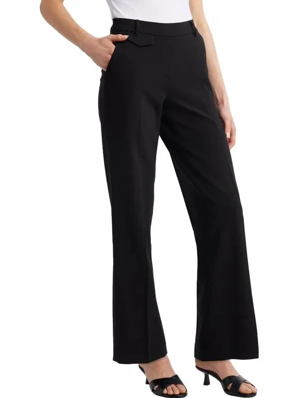 Anne Klein High-waisted Wide-leg Pull-on Trousers - Anne Black