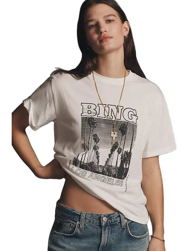 ANINE BING Louis Bg Tour Graphic Tee - Ivory