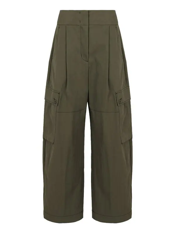 Max Mara Cotton Gabardine Trousers - Green