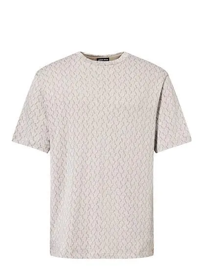 Giorgio Armani Geometric-print Short-sleeves Knitted T-shirt - Fancy Brown