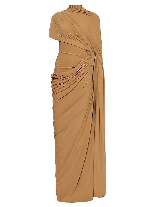 DEME Daphne Draped Maxi Dress - Dark Beige