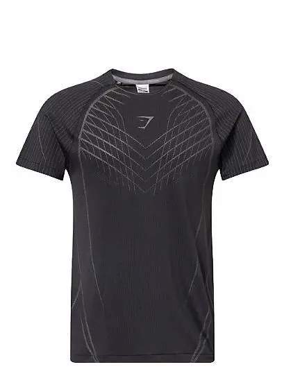 GYMSHARK Apex Seamless Crewneck Woven T-shirt - Black/dark Grey