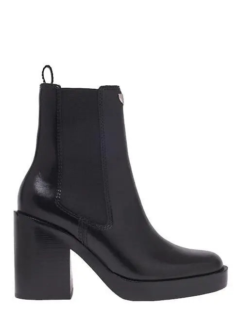 Maje Brand-plaque Leather Heeled Chelsea Boots - Black