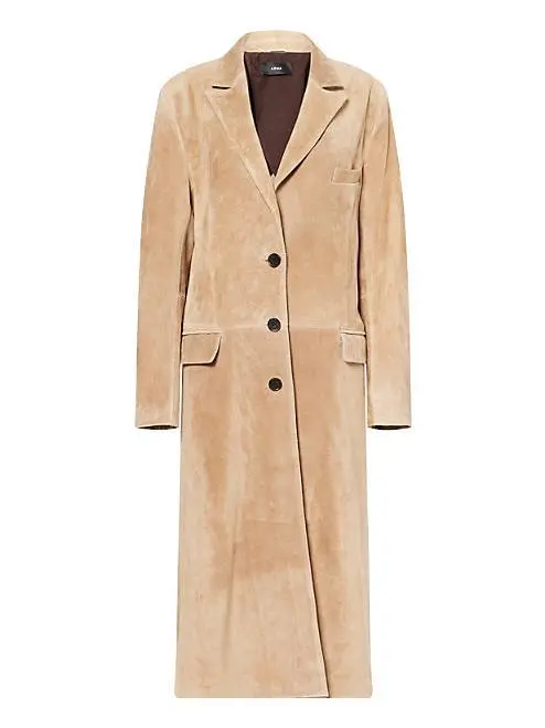ARMA Alissa Notch-lapels Suede Coat - Beige