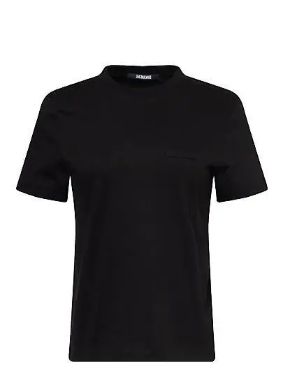 Jacquemus Grosgrain-logo Cotton-jersey T-shirt - Black