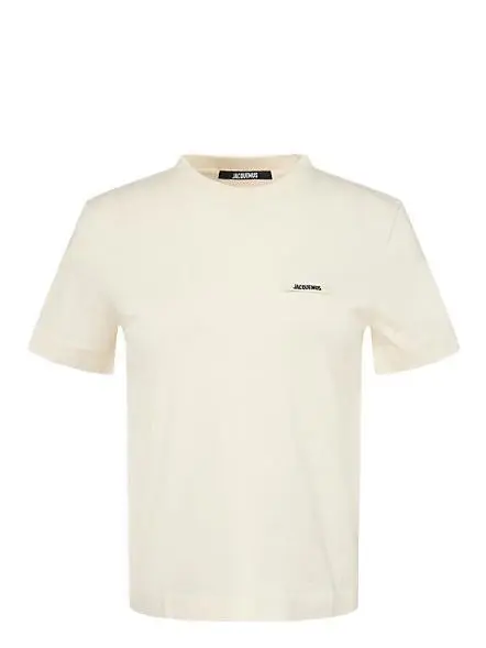 Jacquemus Grosgrain-logo Cotton-jersey T-shirt - Light Beige 2