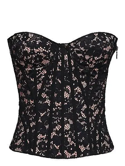 House Of Cb Solaine Floral Lace Corset Top - Cafe Au Lait