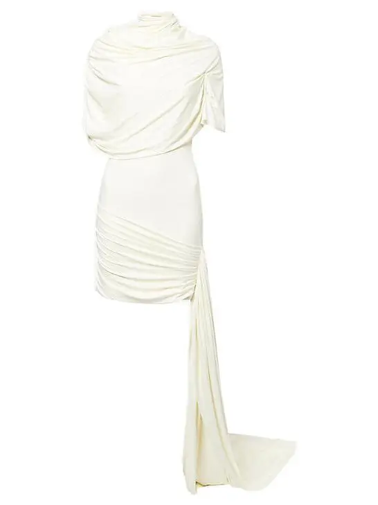 DEME Isla Draped Stretch-mesh Maxi Dress - Off White