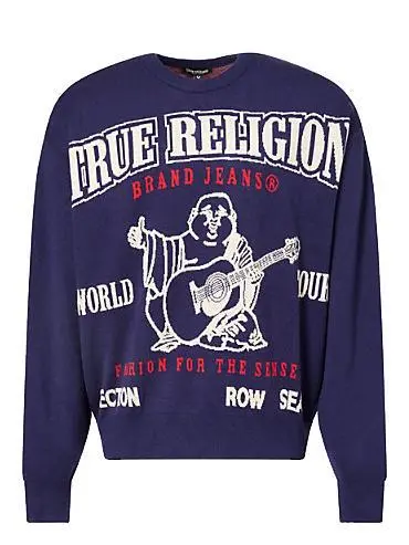 True Religion Boxy Printed Knitted Jumper - Eclipse