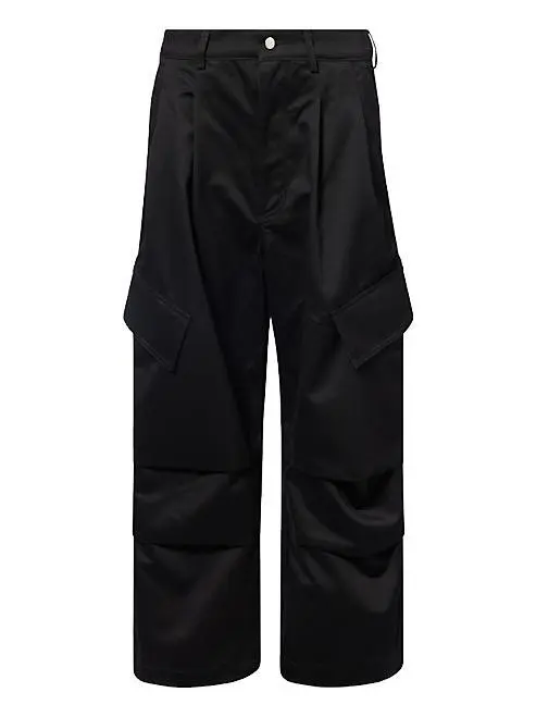 NAHMIAS Oversized Pleated Cotton-poplin Trousers - Black