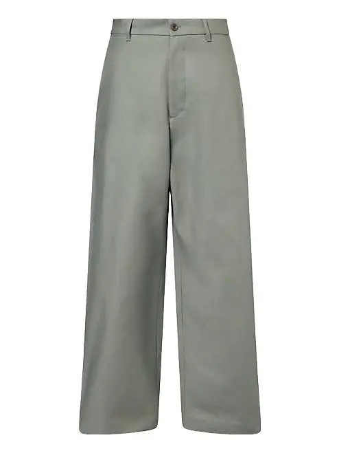 Acne Studios Wide-leg Cotton-poplin Trousers - Stone Grey