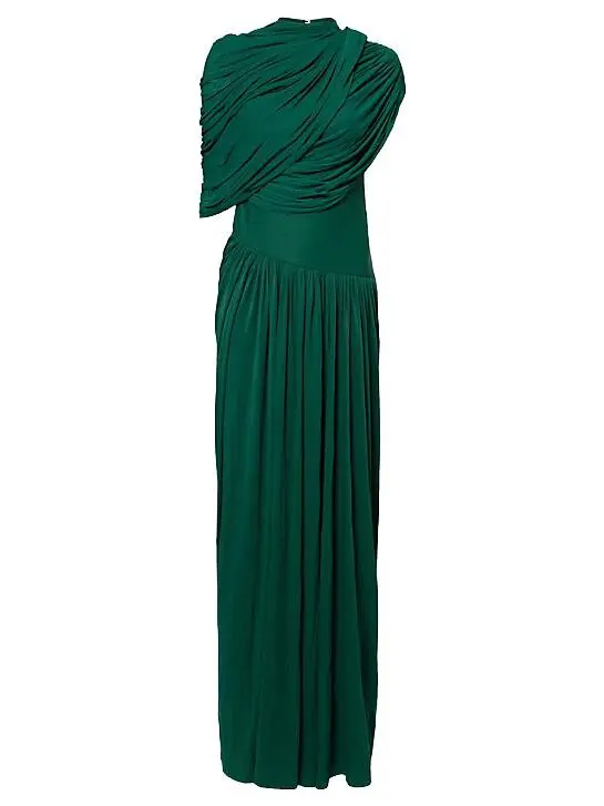 DEME Jasmine Draped Stretch-woven Maxi Dress - Emerald Green