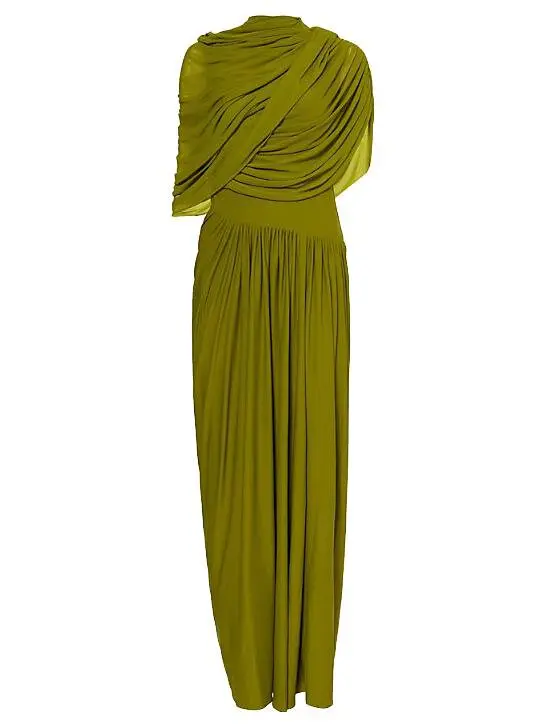 DEME Jasmine Draped Stretch-woven Maxi Dress - Lime Green