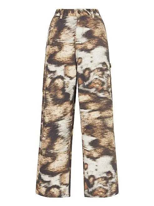 Carhartt Work In Progress Graphic-print Wide-leg Denim Jeans - Wild Dog Print