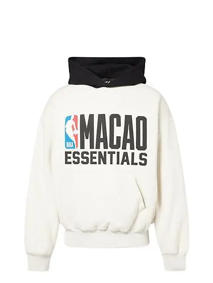 Fear Of God Fog X Essentials X Nba Macao Printed Hoodie - Light Heather/ Black