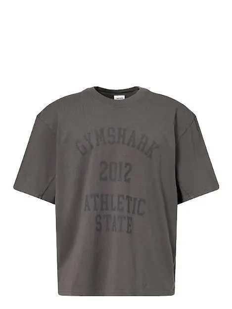 GYMSHARK Collegiate Washed Cotton-jersey T-shirt - Gs Asphalt Grey