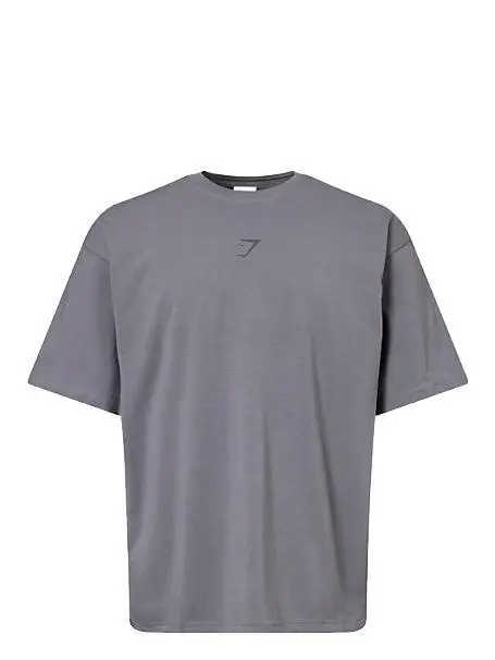 GYMSHARK Power Brand-print Stretch-cotton T-shirt Xxl - Gs Dark Grey