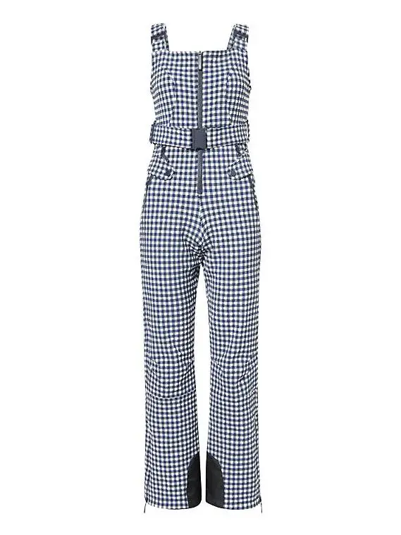 Cordova Gingham-check Shell Ski Jumpsuit - Indigo Gingham