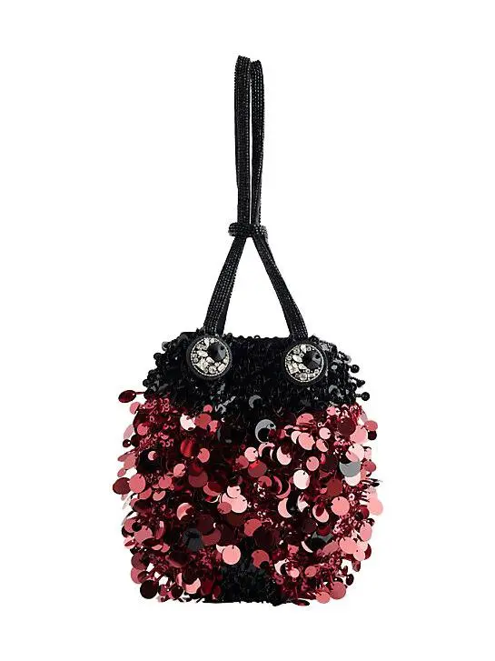 ANYA HINDMARCH Ladybird Mini Sequin Bucket Bag - Oxblood