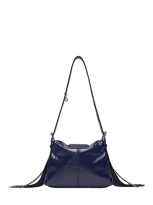 Maje Patent Leather Shoulder Bag - Navy
