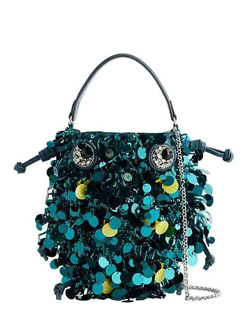 ANYA HINDMARCH Beetle Sequin Cross Body Bag - Dark Teal