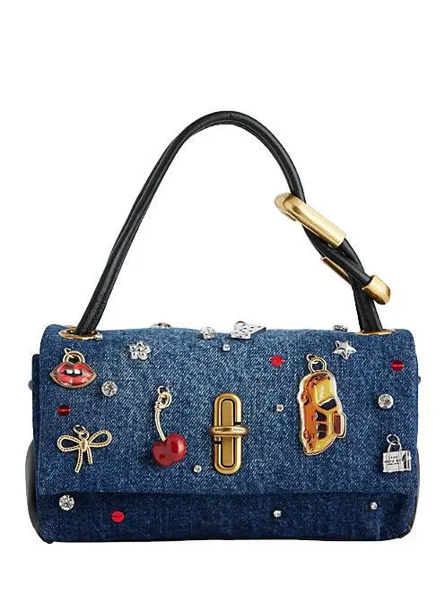 Marc Jacobs The Dual Trinket Denim Shoulder Bag - Medium Wash Multi
