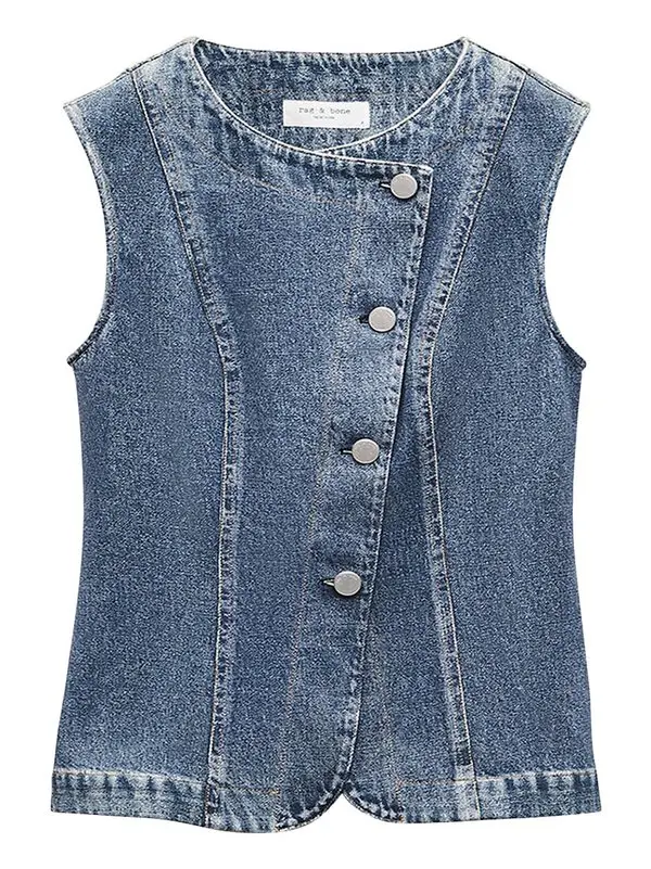 Rag & Bone Miramar Olivia Knit Denim Vest - Woodside