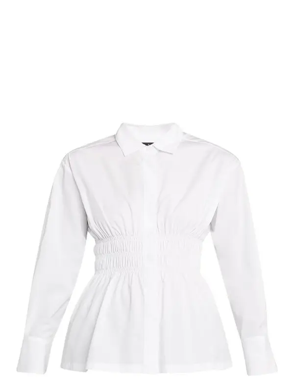 Rag & Bone Blythe Smocked Poplin Shirt - White
