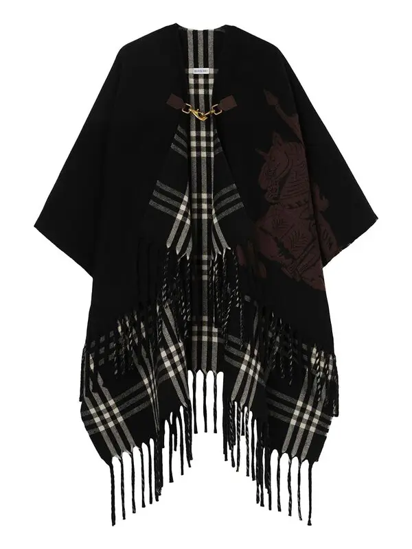 Burberry Fil Coupé Ekd Wool Cape - Black
