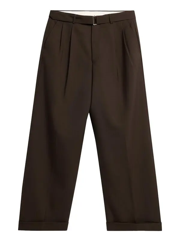Officine Générale Evans Pleated Wool Trousers - Dark Coffee