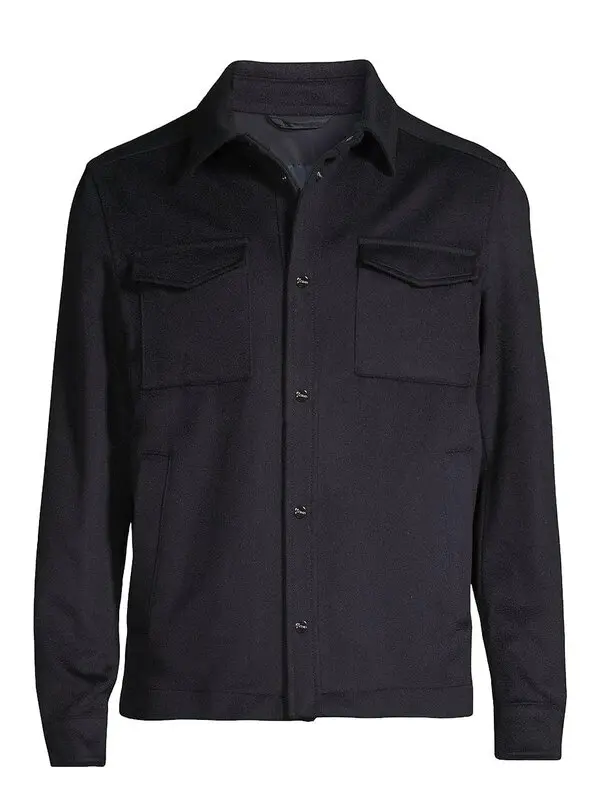 Herno Wool And Cashmere Shirt - Navy