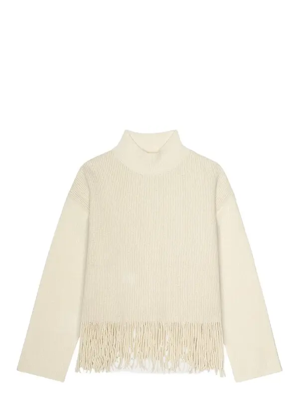 Rails Lise Fringe Mock-neck Sweater - Ivory Frin